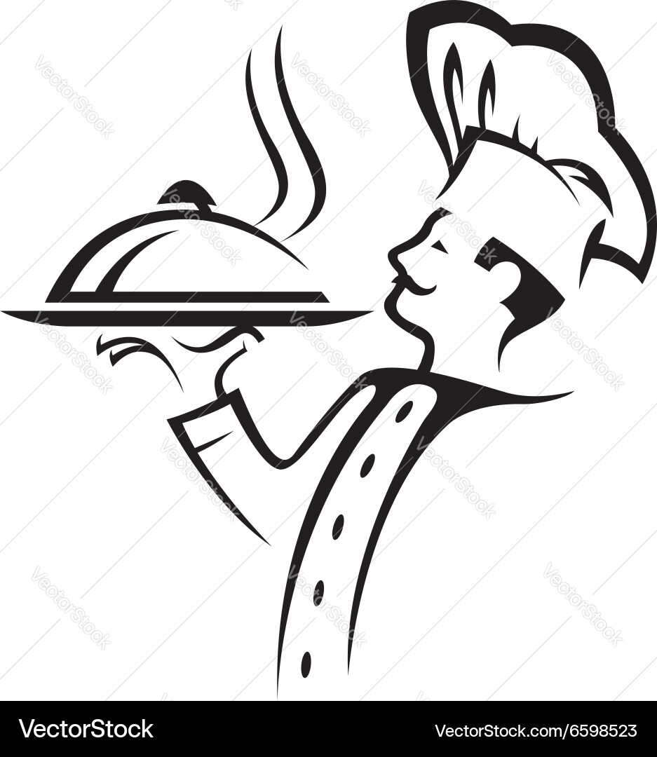 Chef with tray Royalty Free Vector Image - VectorStock