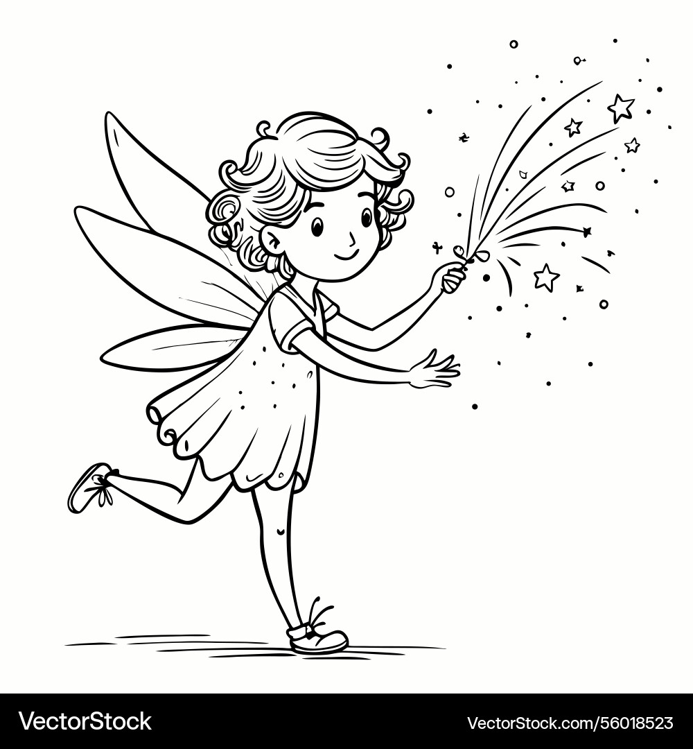 Fairy tale line art for coloring book Royalty Free Vector