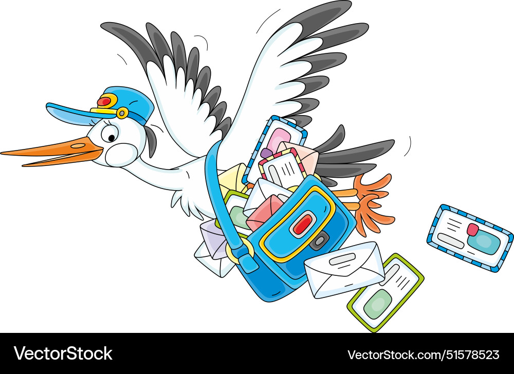 Funny bird postman with correspondence Royalty Free Vector