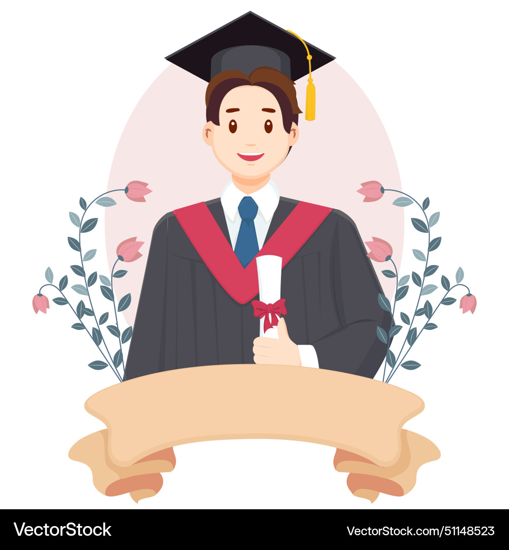 Graduate holding diploma certificate with ribbon Vector Image