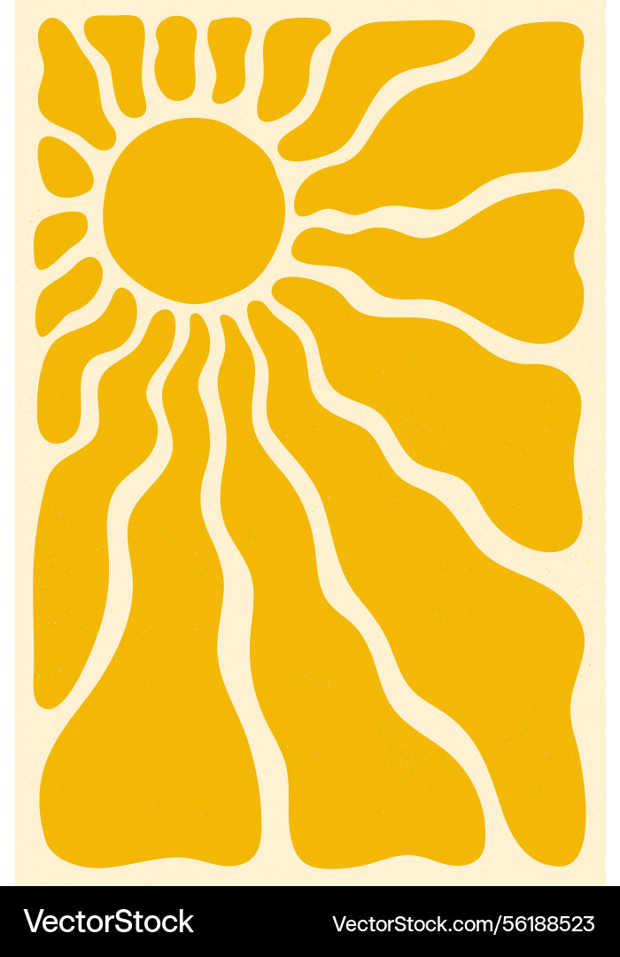Groovy sun with wavy rays abstract retro summer Vector Image