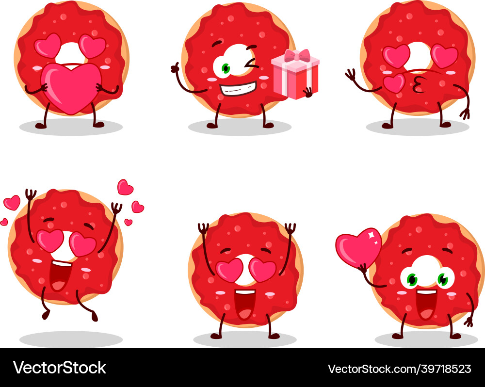 Raspberry donut cartoon character with love cute Vector Image