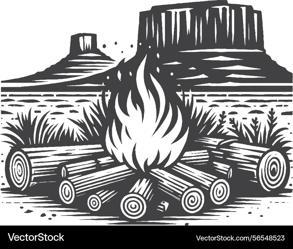 Simple campfire design vintage logo retro Vector Image