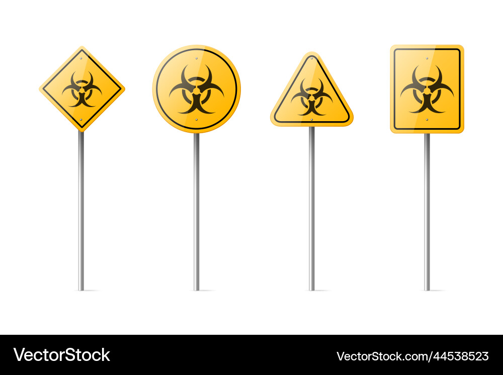 Yellow warning danger radiation sign icon Vector Image