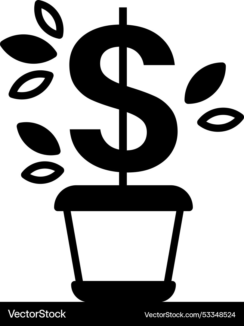 A dollar sign is planted in pot Royalty Free Vector Image