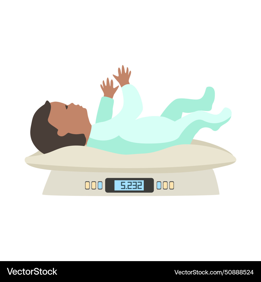 Baby lying on a newborn scale Royalty Free Vector Image