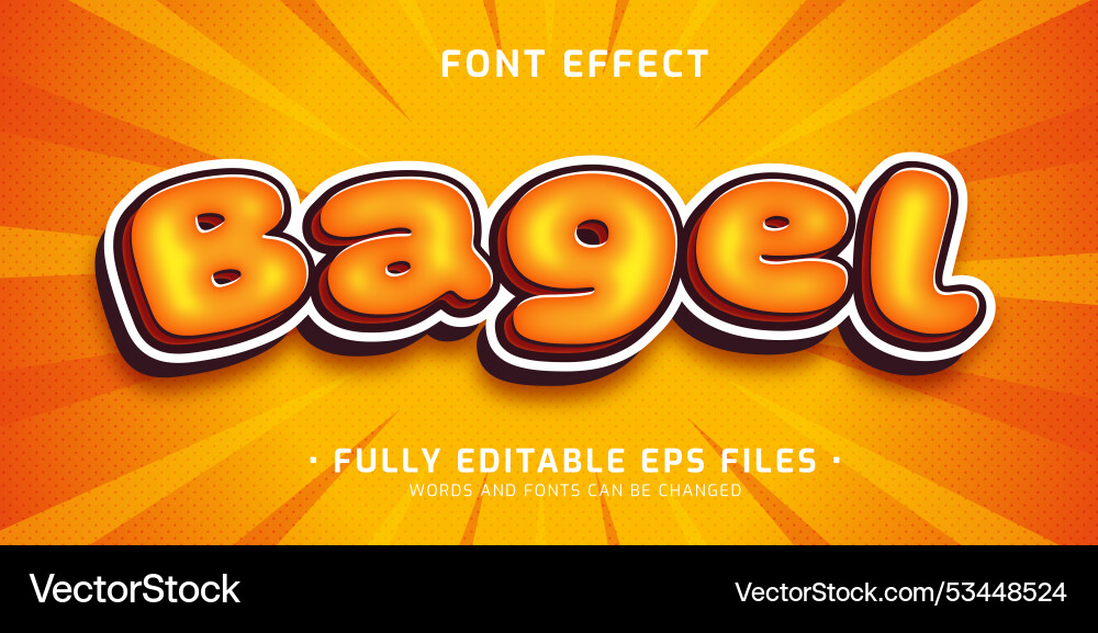 Bagel editable text effect Royalty Free Vector Image