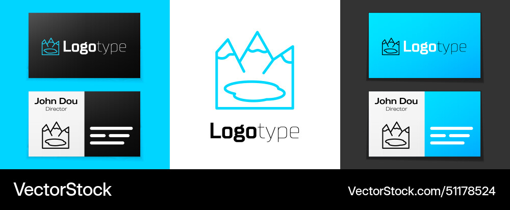 Blue line canadian landscape with mountains Vector Image