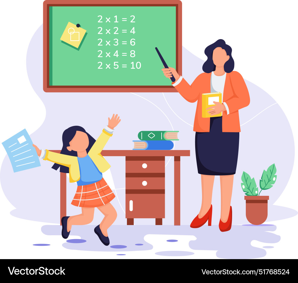 Check out flat of a maths class Royalty Free Vector Image
