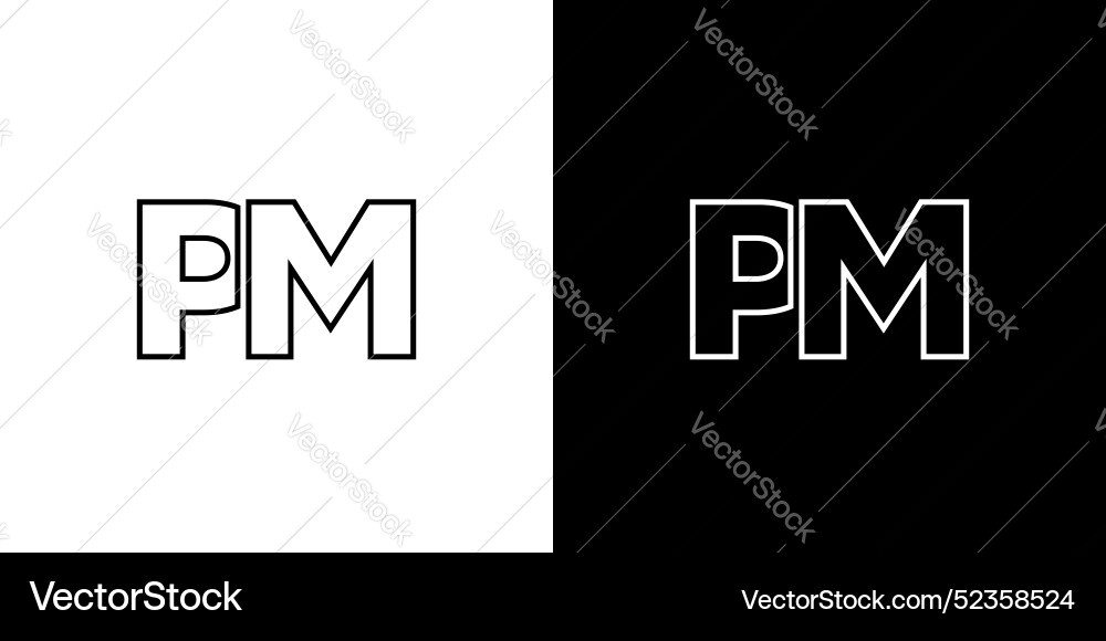 Letter p and m pm logo design template minimal Vector Image
