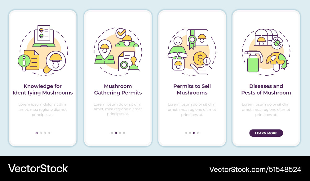 Mushroom management and regulation onboarding Vector Image