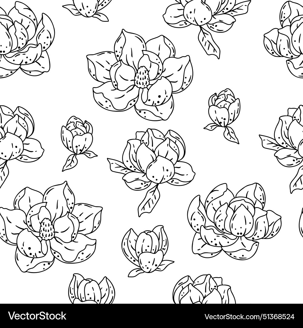 Pattern with magnolia flowers beautiful Royalty Free Vector