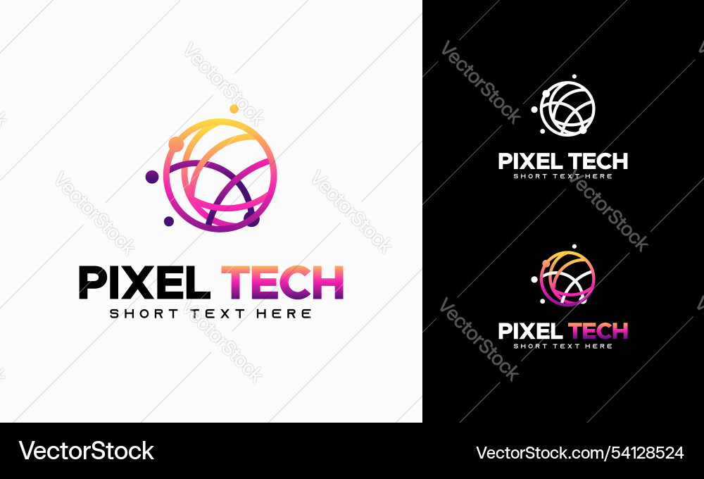 Pixel technology logo designs concept network Vector Image