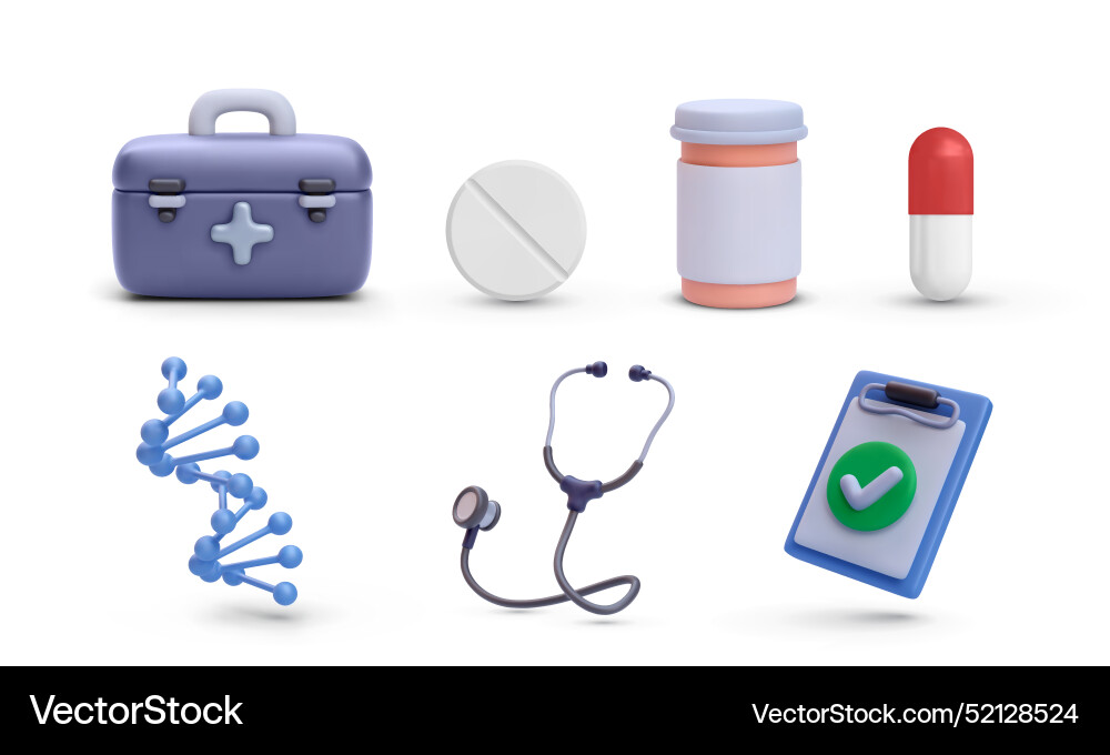 Set of realistic medical elements isolated Vector Image