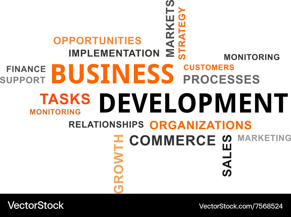 Word cloud business development Royalty Free Vector Image