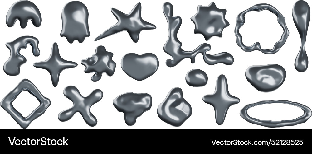 Abstract liquid metal shapes metallic Royalty Free Vector