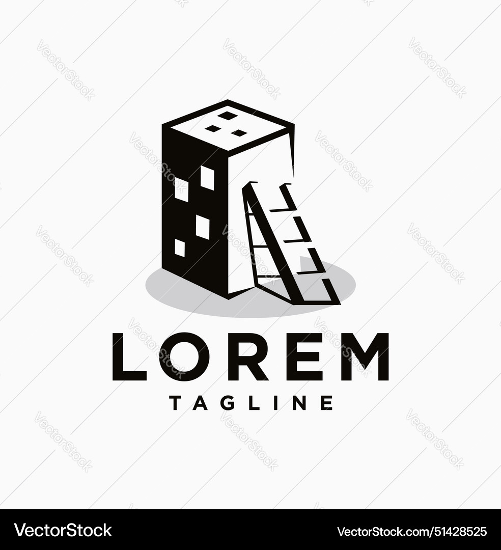Building stairs logo template black silhouette Vector Image