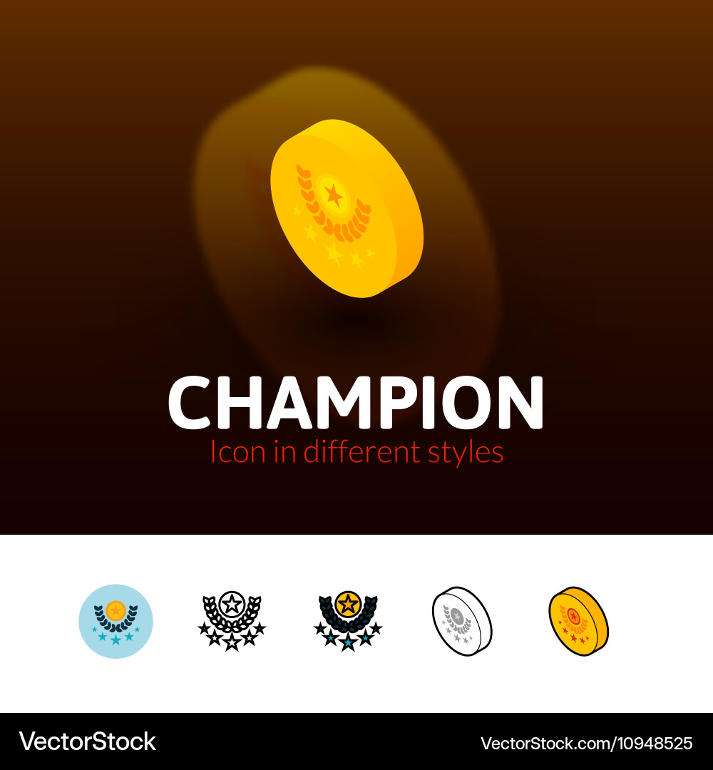 Champion icon in different style Royalty Free Vector Image