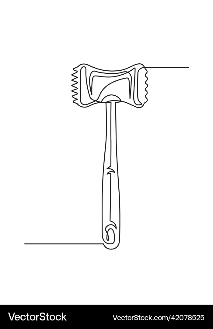 Continuous one line drawing of a kitchen meat Vector Image