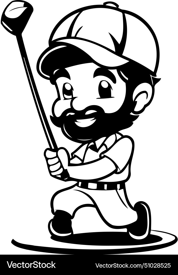 Golfer character cartoon style isolated on white Vector Image
