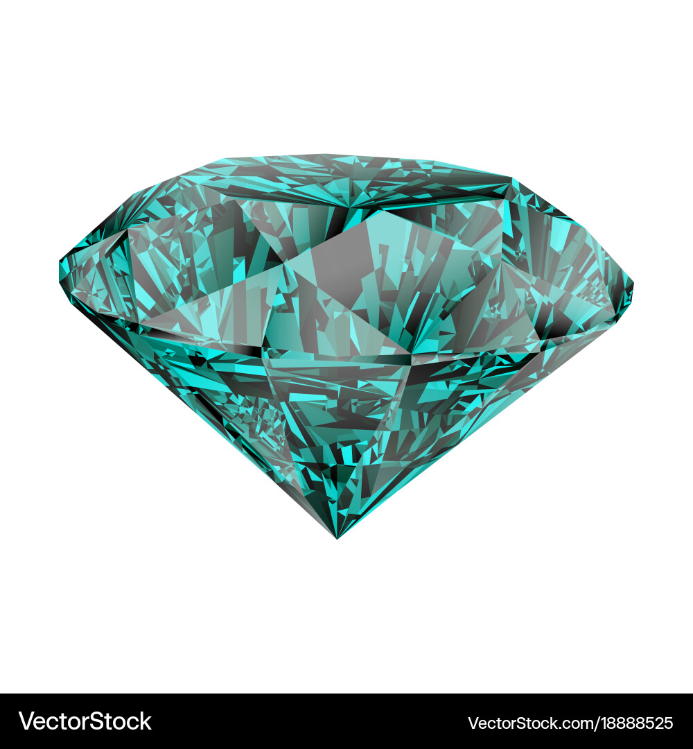 Green emerald isolated on white background Vector Image