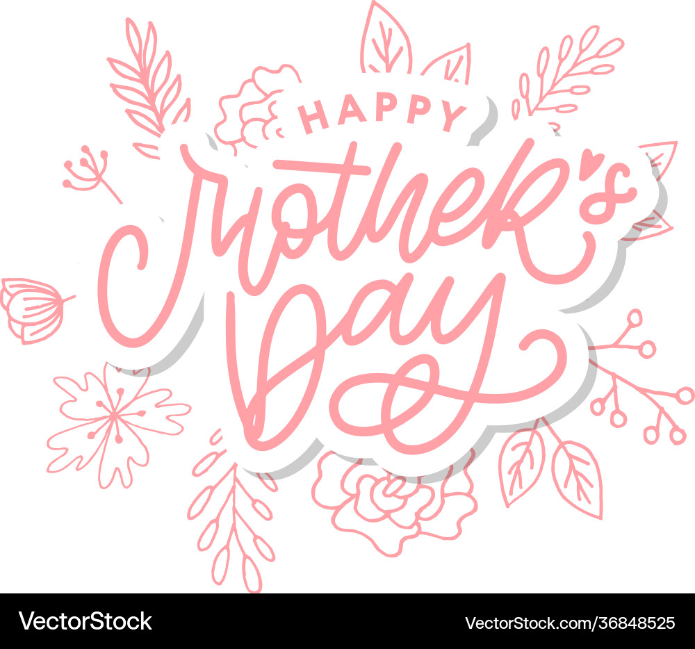 Happy mothers day lettering handmade calligraphy Vector Image