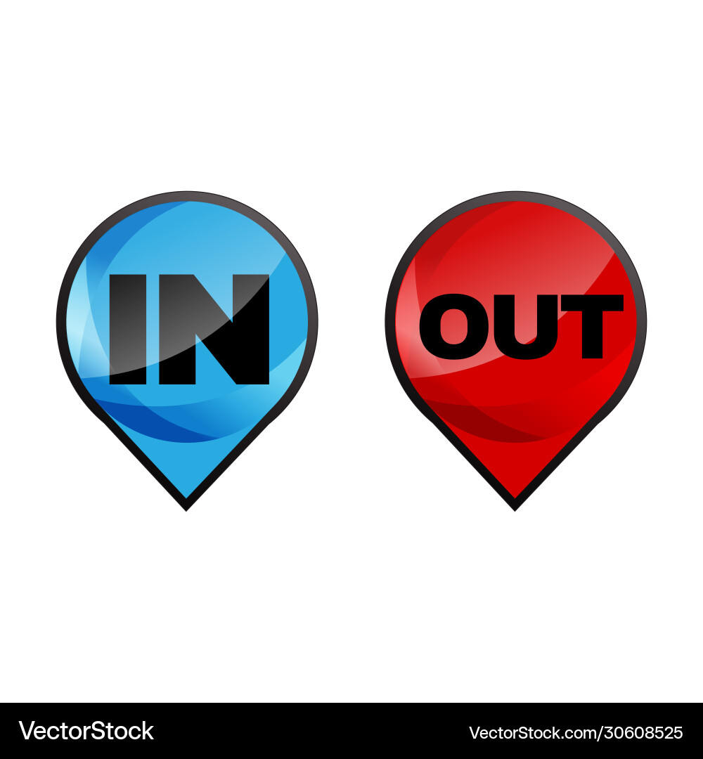 In out location symbol lettering typography logo Vector Image