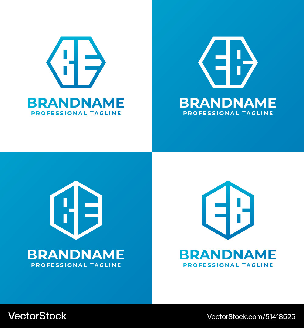 Letters be and eb hexagon logo set suitable Vector Image