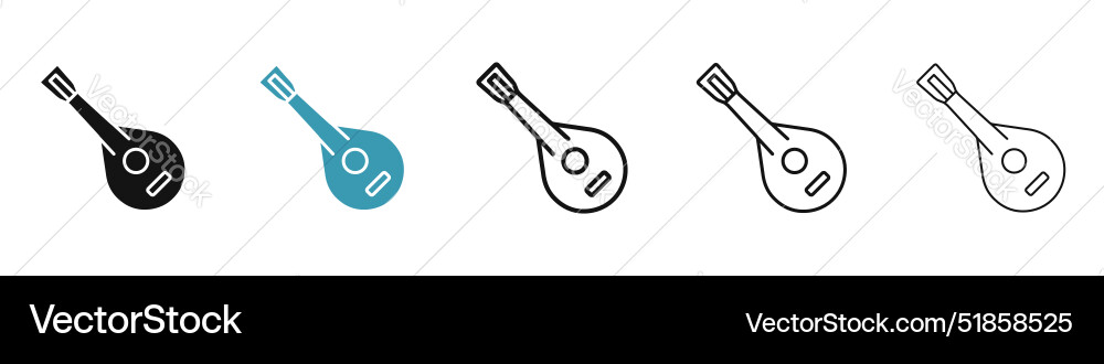 Mandolin icon set in black and blue colors Vector Image