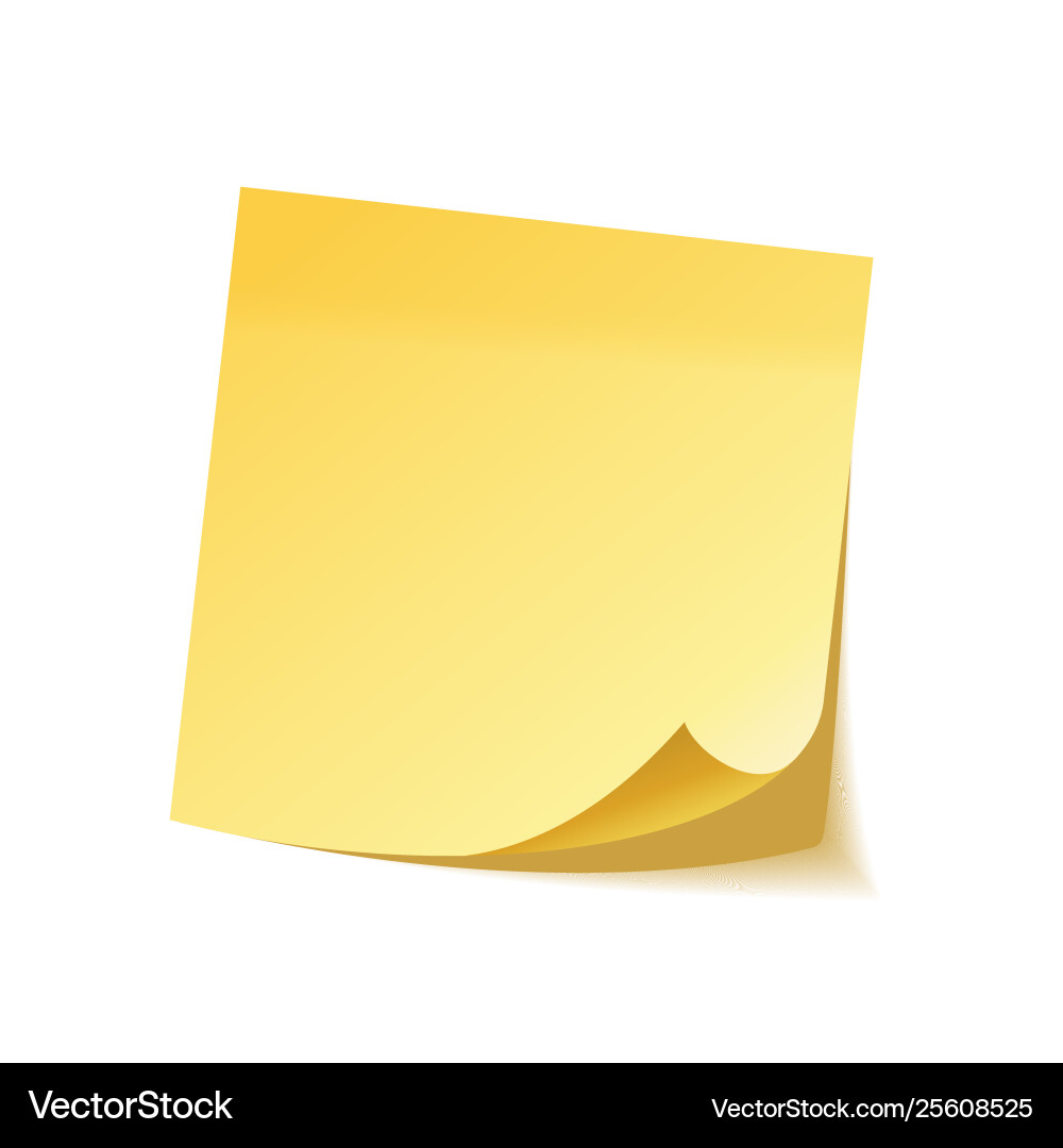 Realistic sticky note with shadow yellow paper Vector Image