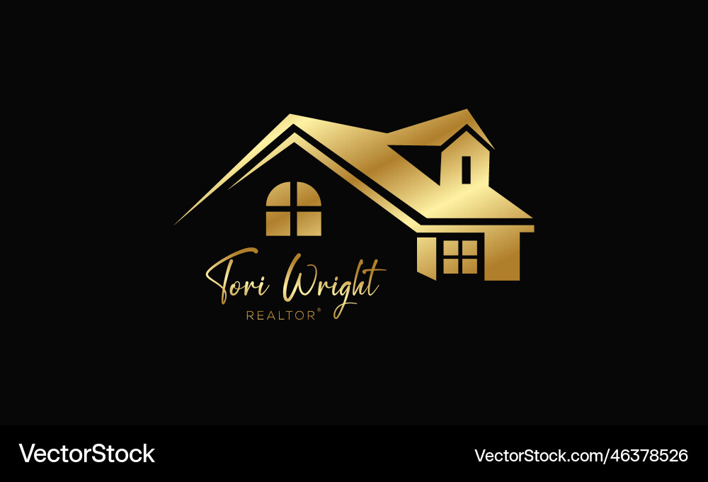 Black gold real estate logo Royalty Free Vector Image