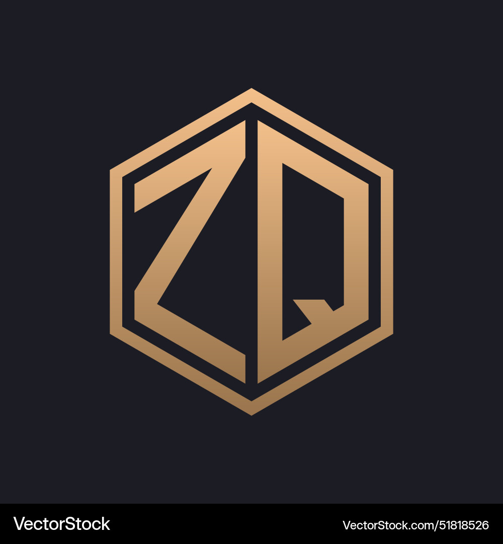 Elegant hexagon letter zq logo design initial Vector Image