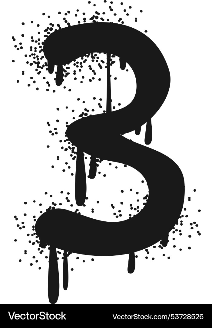 Graffiti spray number black three artistic Vector Image