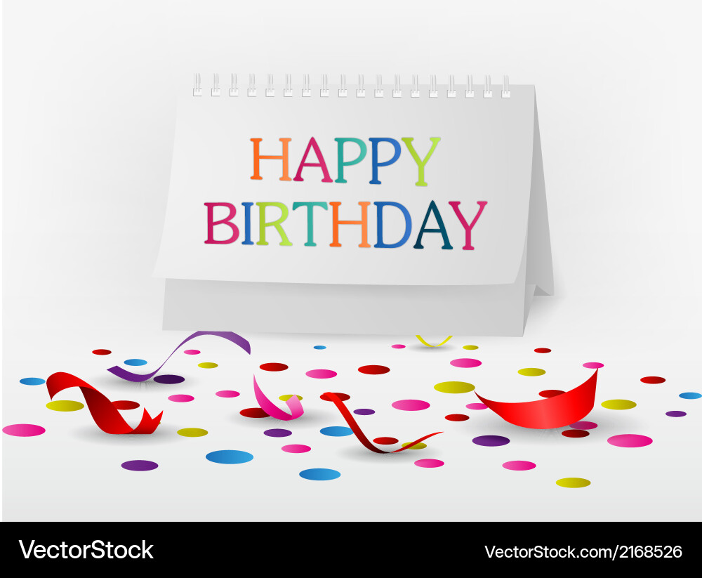 Happy birthday greetings card with note paper Vector Image
