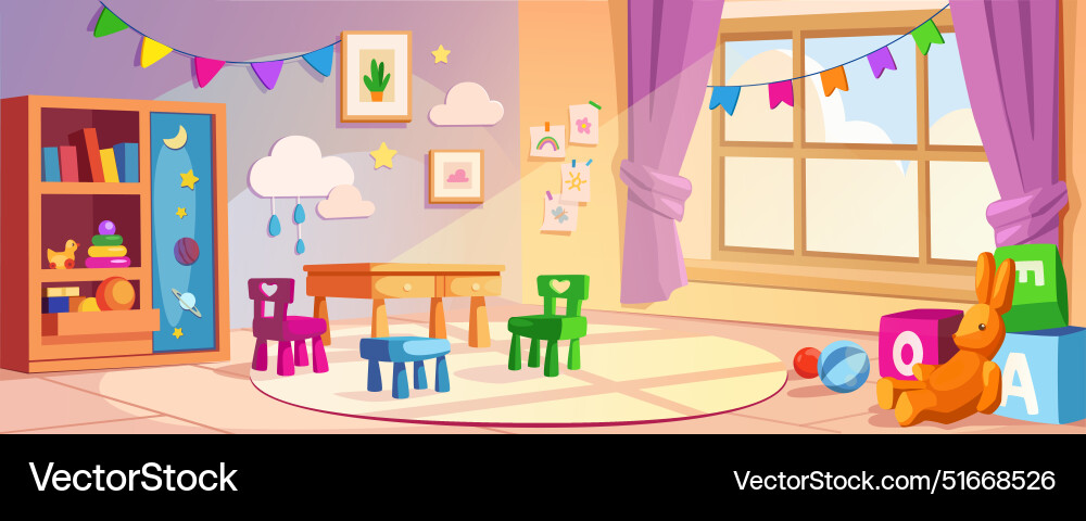 Kindergarten interior background banner for game Vector Image
