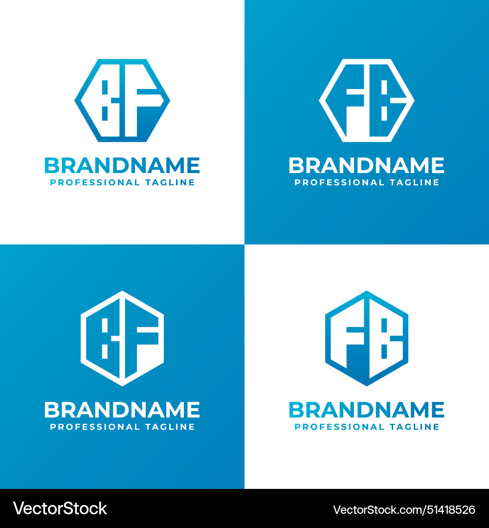 Letters bf and fb hexagon logo set suitable Vector Image