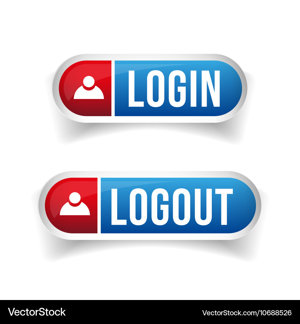 Login logout button set Royalty Free Vector Image