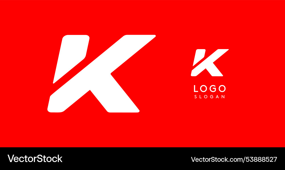 Bold angular letter k geometric cutouts Royalty Free Vector