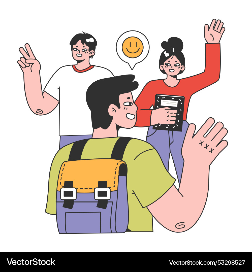 College or university students happy young people Vector Image