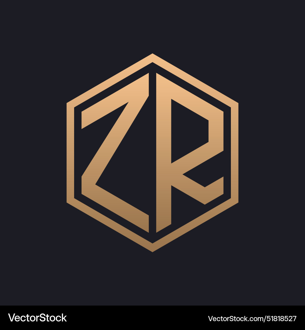 Elegant hexagon letter zr logo design initial Vector Image