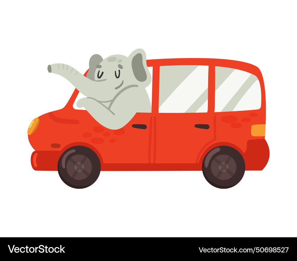 Elephant driving a car Royalty Free Vector Image