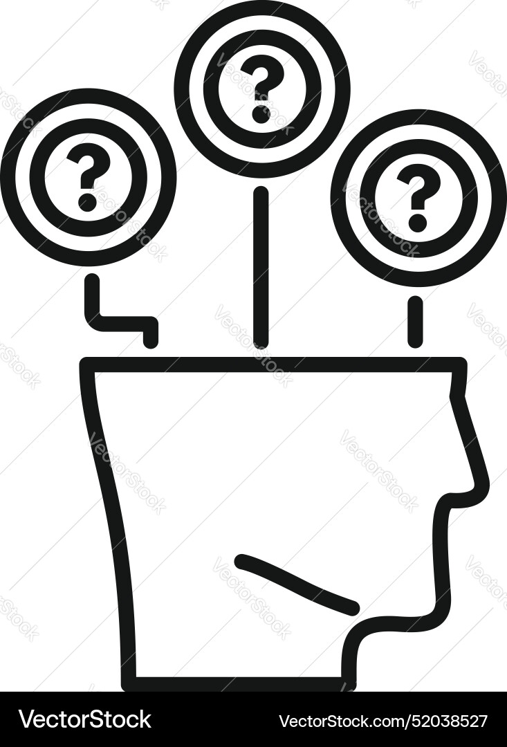 Human head with question marks growing from Vector Image