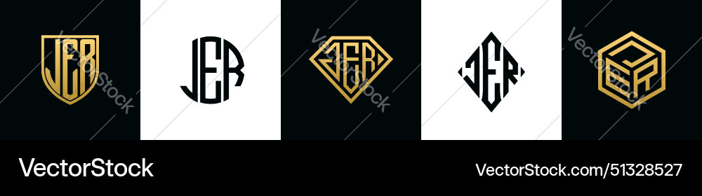 Initial letters jer logo designs bundle Royalty Free Vector