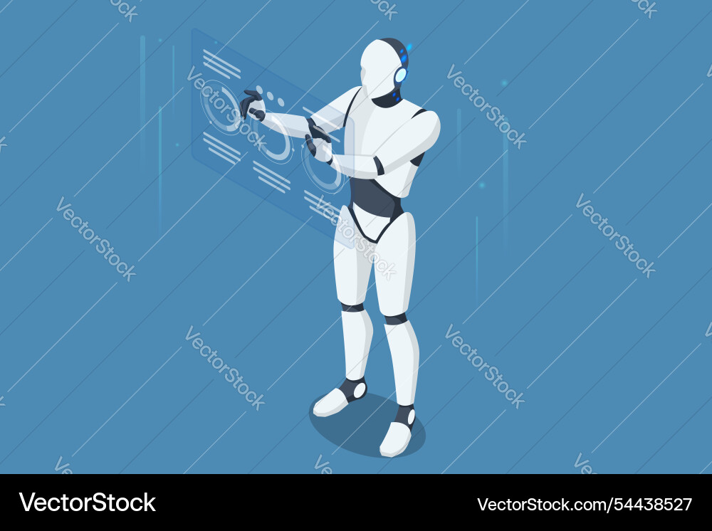 Isometric ai artificial intelligence Royalty Free Vector