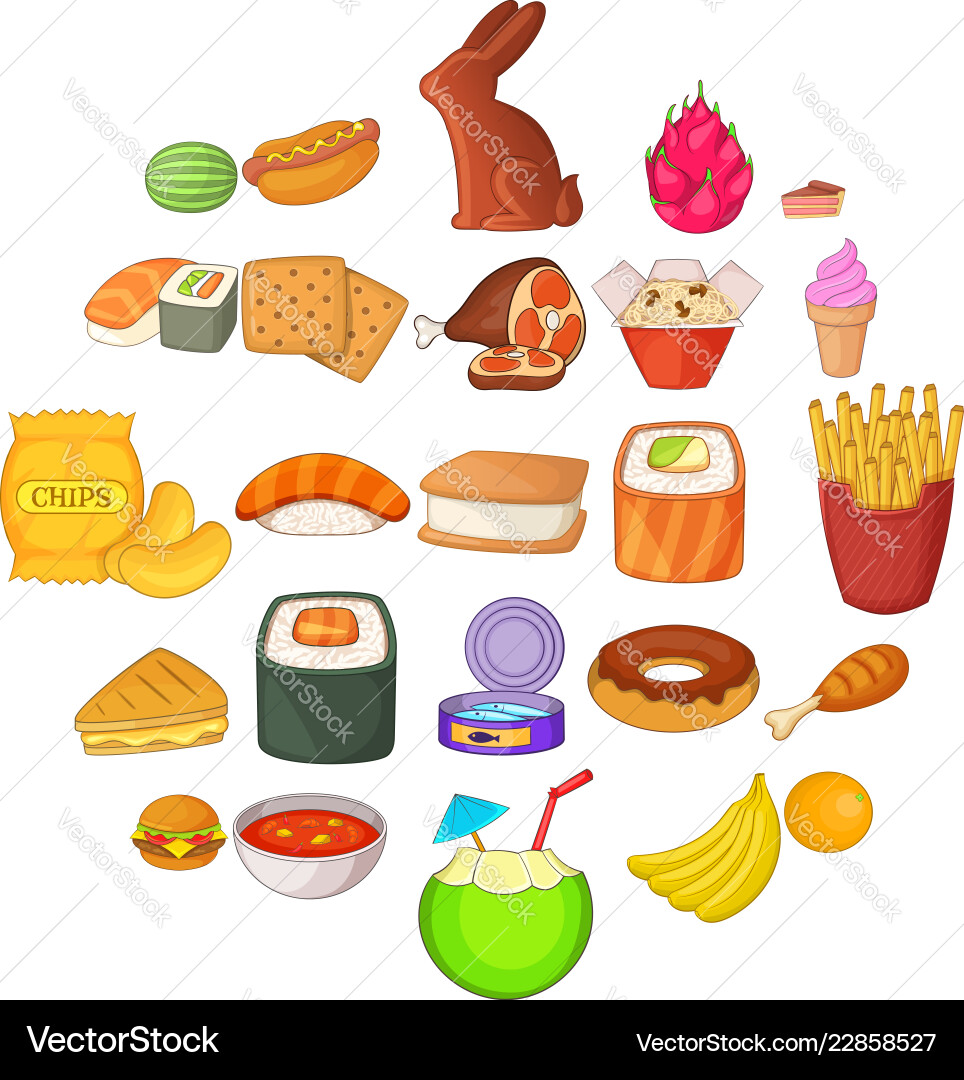 Morsel icons set cartoon style Royalty Free Vector Image