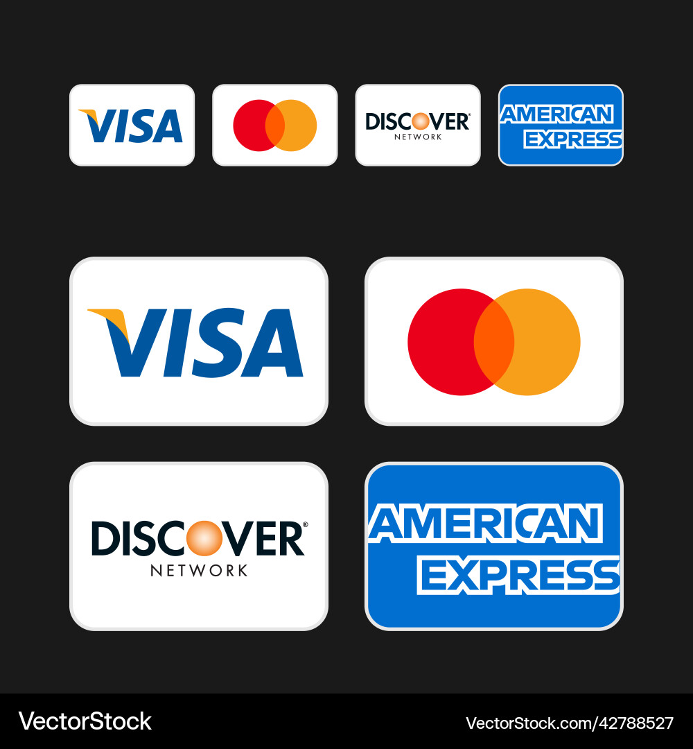 Payment Card Logos - Visa, Mastercard, American Ex