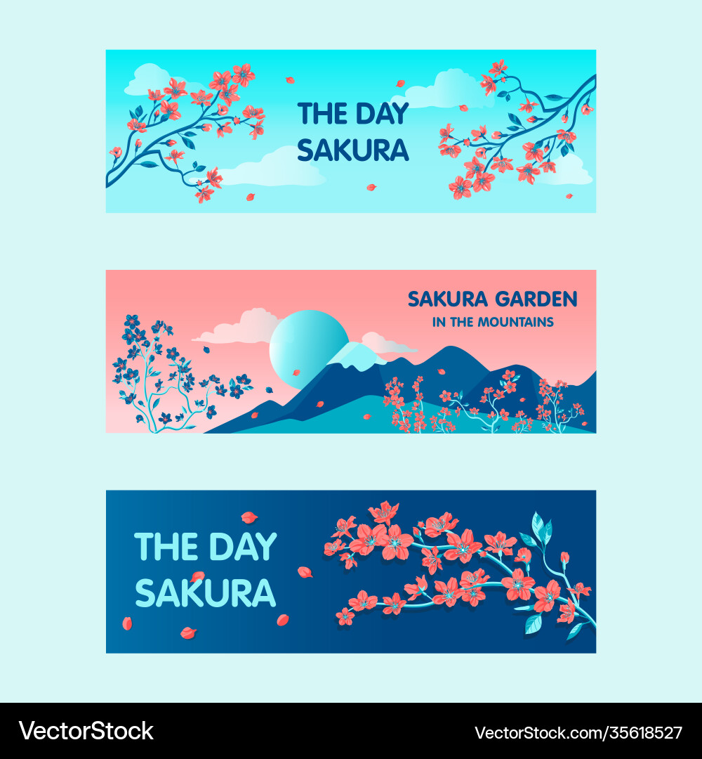 Sakura garden banners design for promotion Vector Image