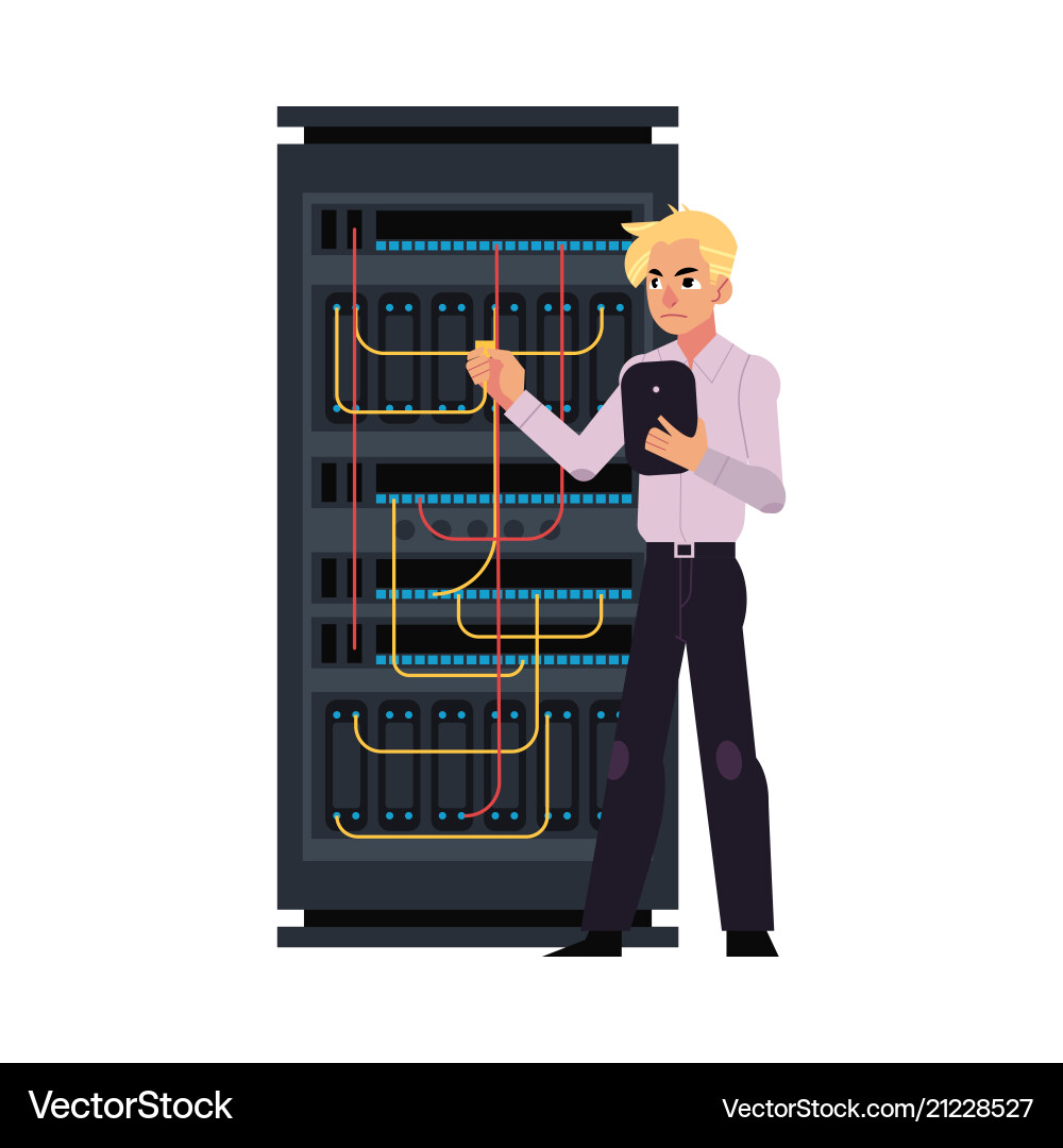 Server room with data center Royalty Free Vector Image