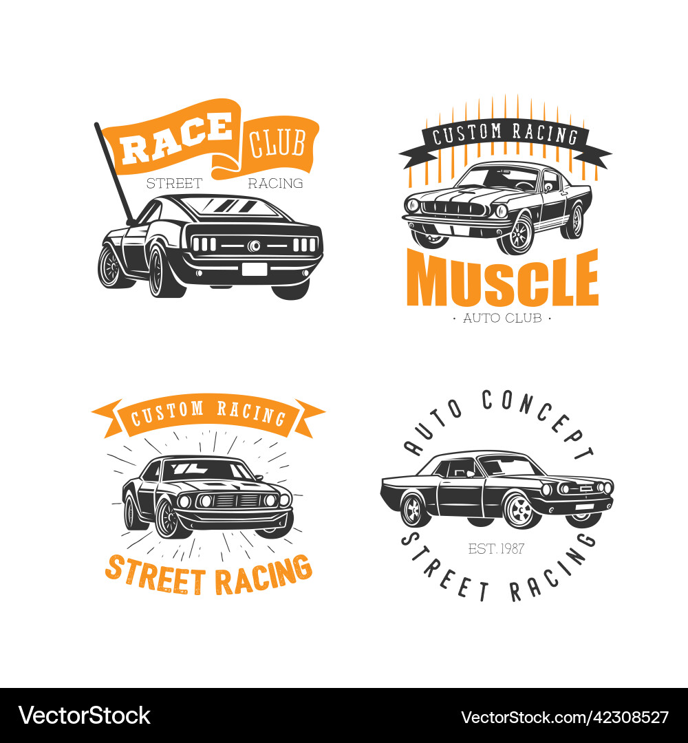 Set of car emblems street racing Royalty Free Vector Image