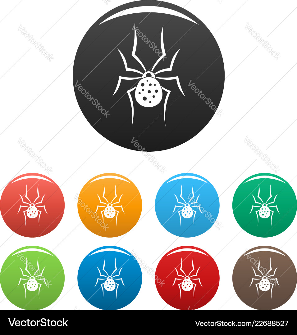 Spider icons set color Royalty Free Vector Image